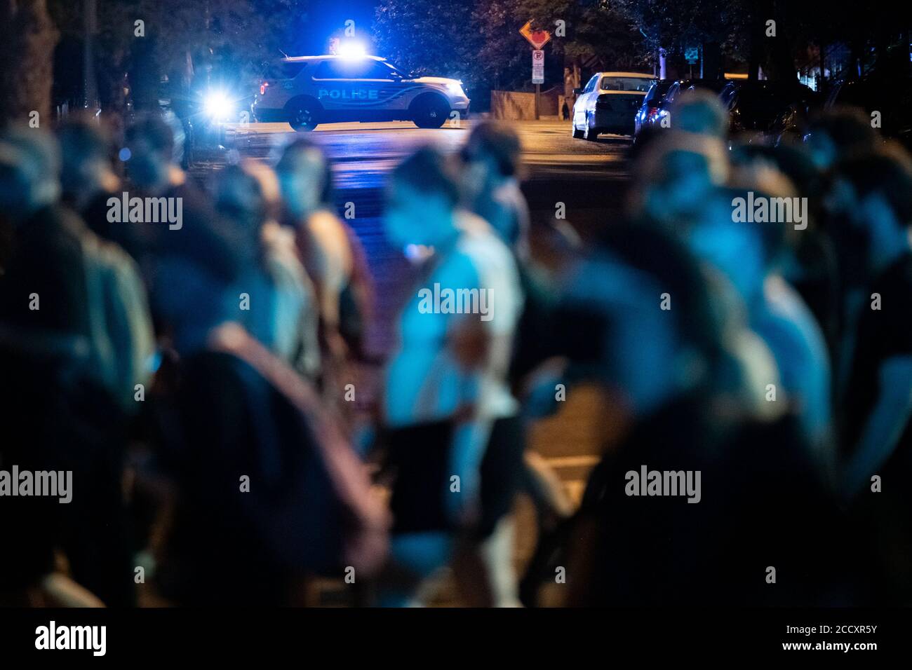 Washington, USA. 24th Aug, 2020. A police car is seen at protest ...