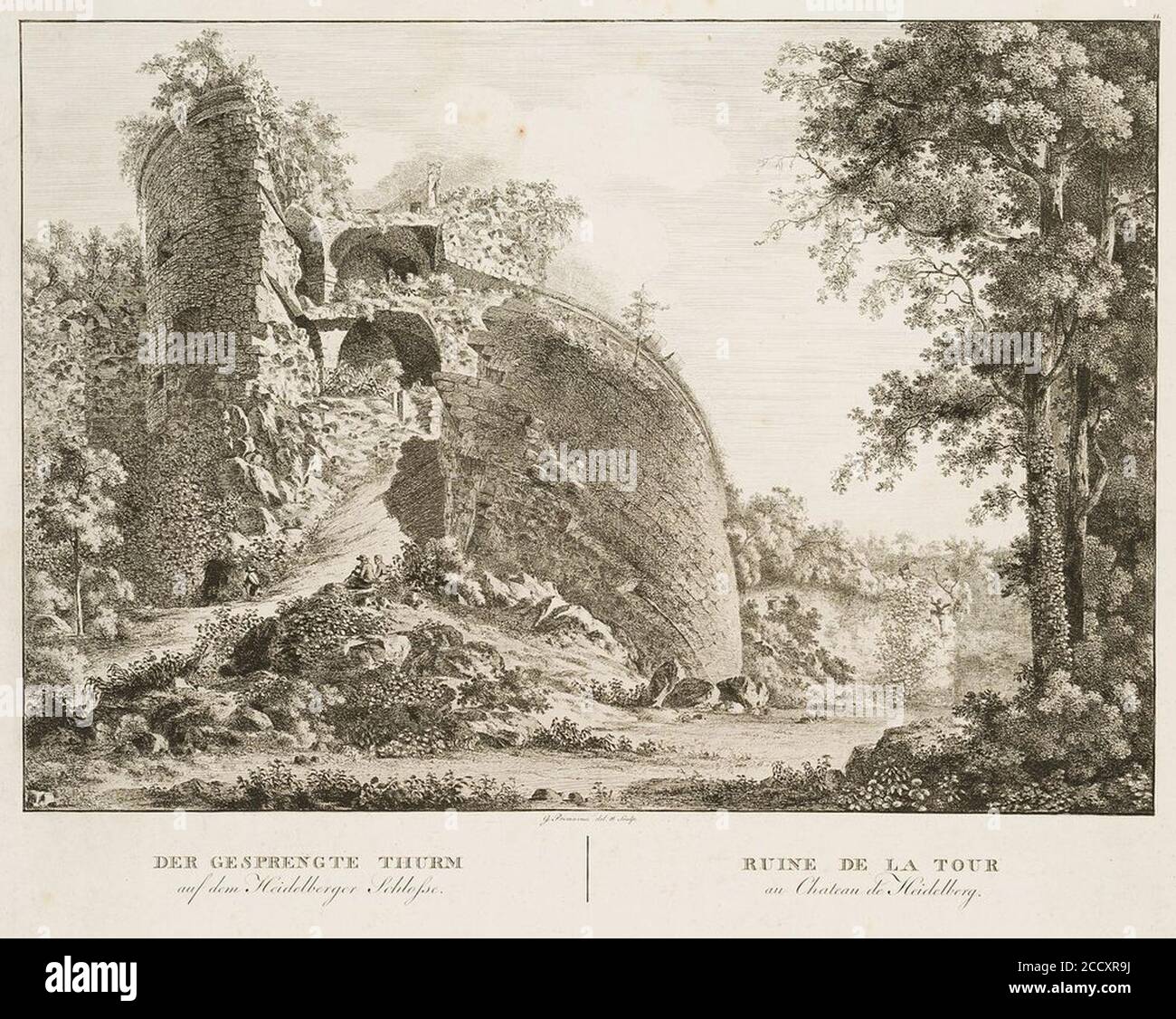 Johann Georg Primavesi, Der gesprengte Turm auf dem Heidelberger ...