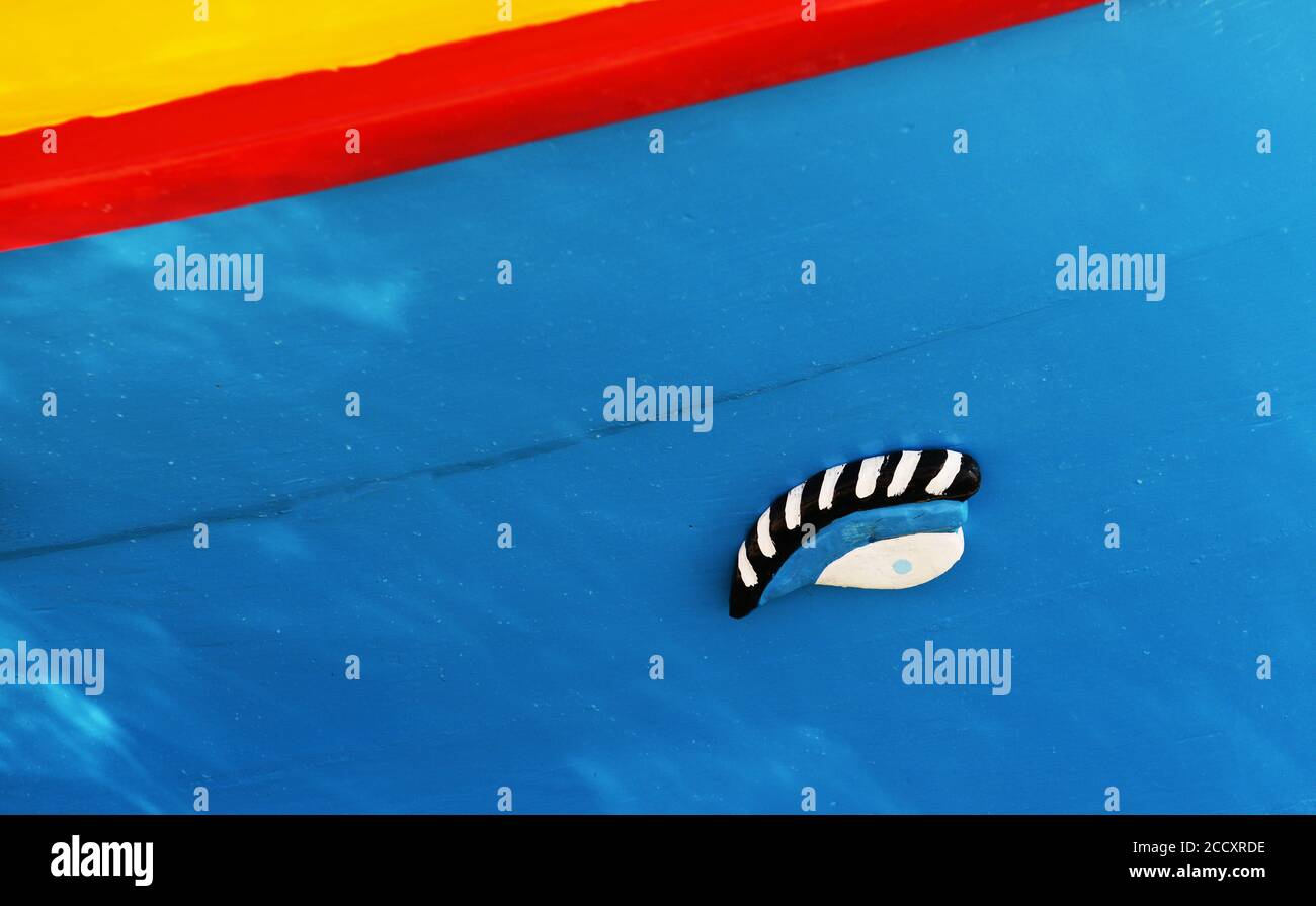 The Eye of Osiris on a traditional luzzu (Maltese fishing boat Stock ...