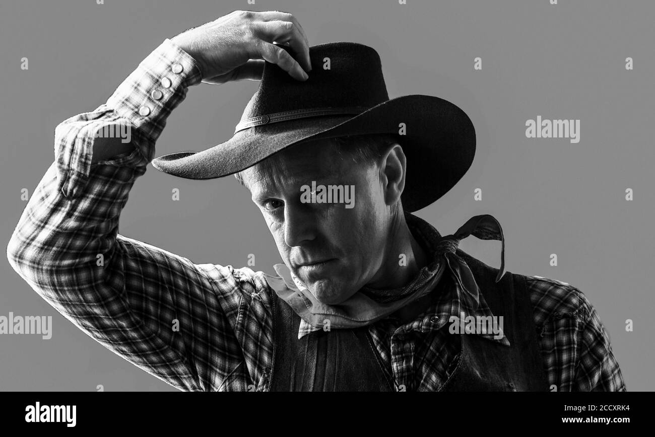 Portrait of a cowboy. West, guns. Portrait of a cowboy. Portrait of ...