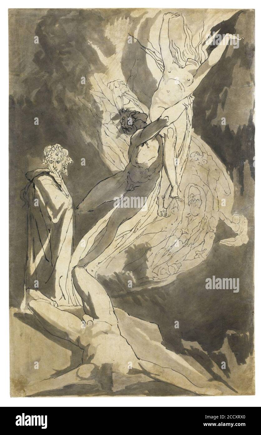 Johann Heinrich Füssli - Dante Observing the Soaring Souls of Paolo and ...