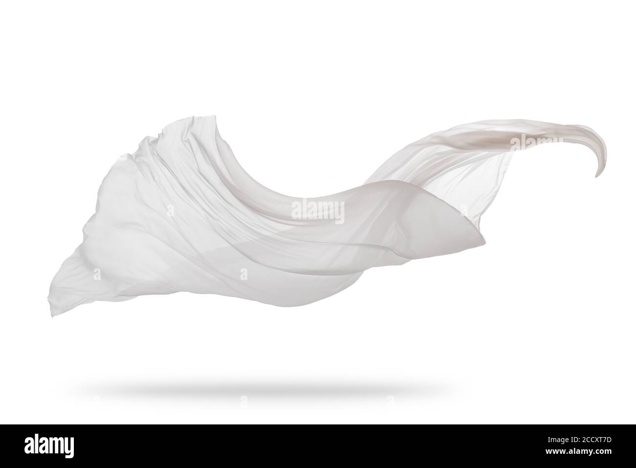 Smooth elegant white transparent cloth separated on white background ...