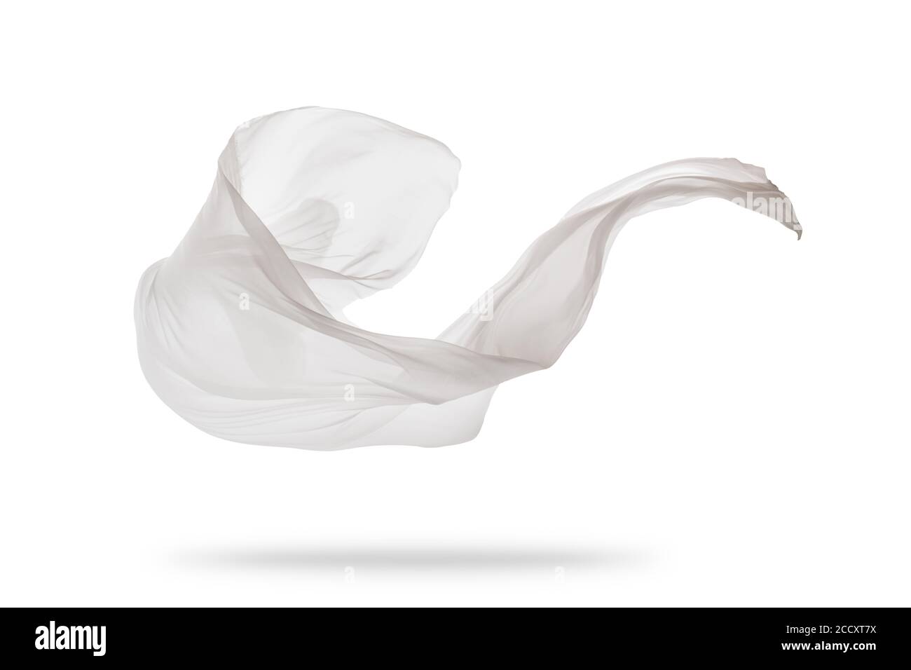 Smooth elegant white transparent cloth separated on white background ...