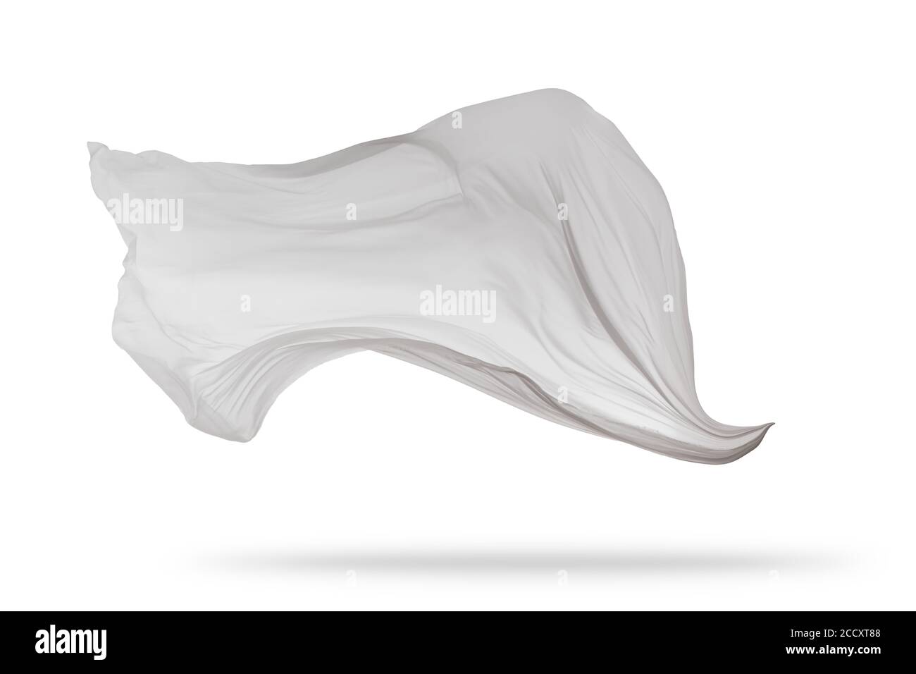 Smooth elegant white transparent cloth separated on white background ...