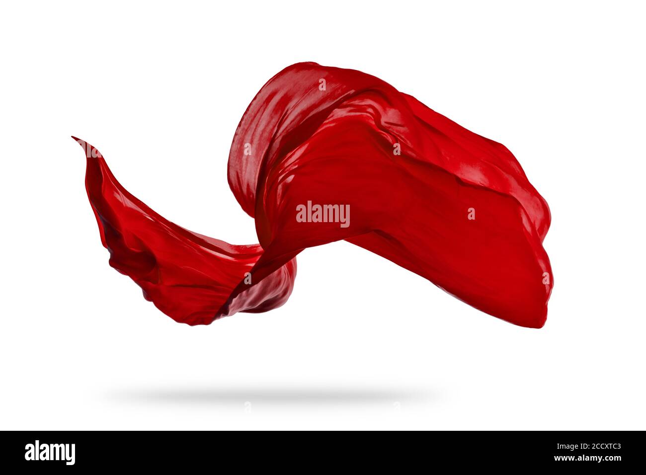 Smooth elegant red transparent cloth separated on white background ...