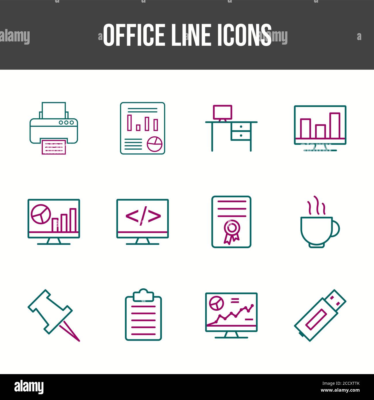 Unique Office Line icon set Stock Vector Image & Art - Alamy