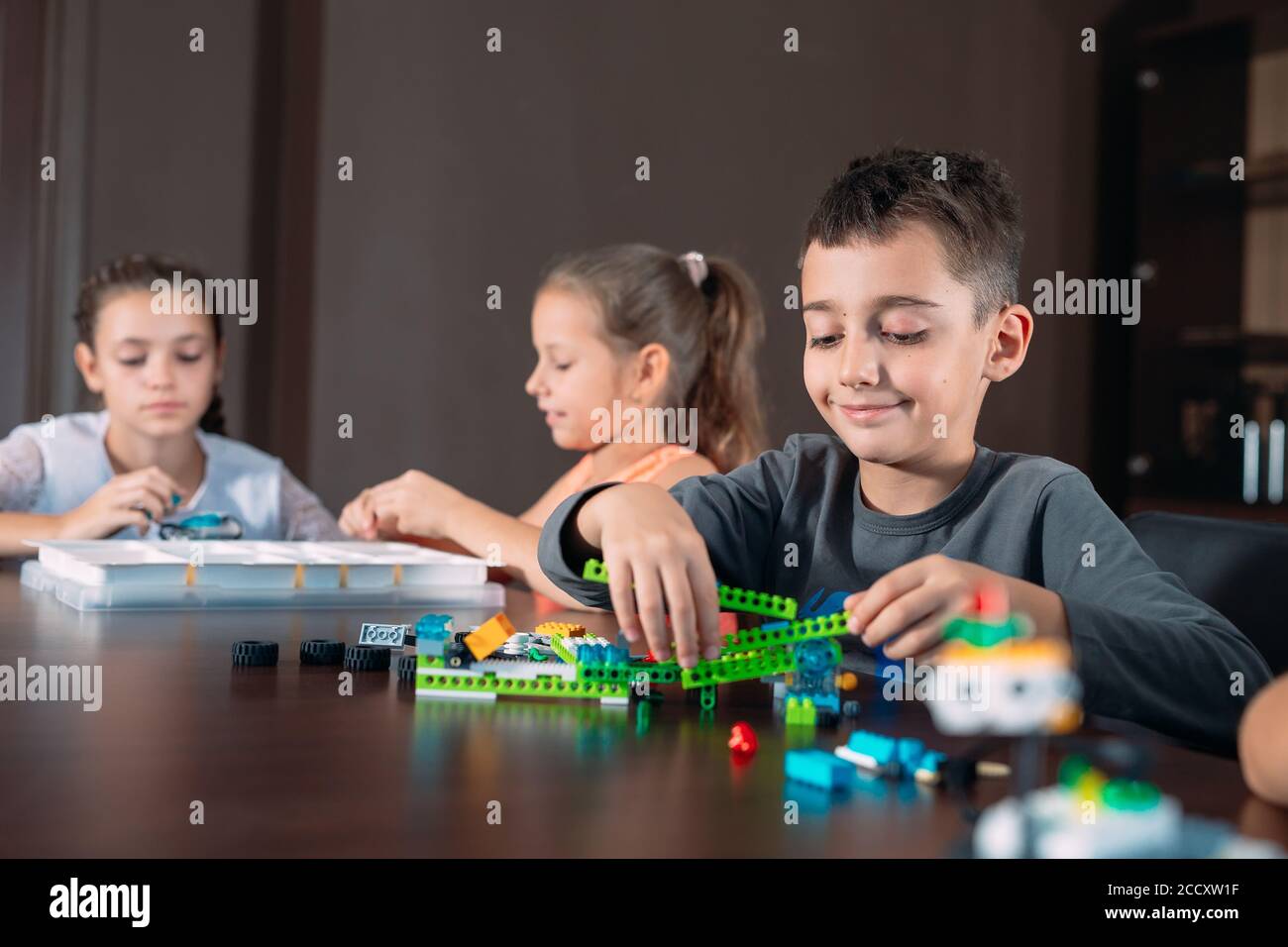 Children in the classroom collect figure from the designer Stock Photo ...