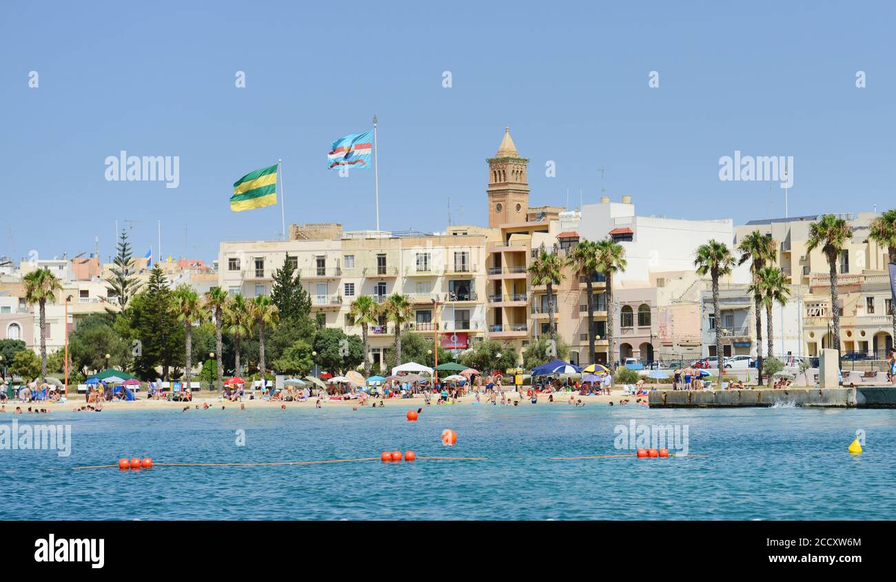 Pretty Bay beach at Birżebbuġa, Malta Stock Photo - Alamy