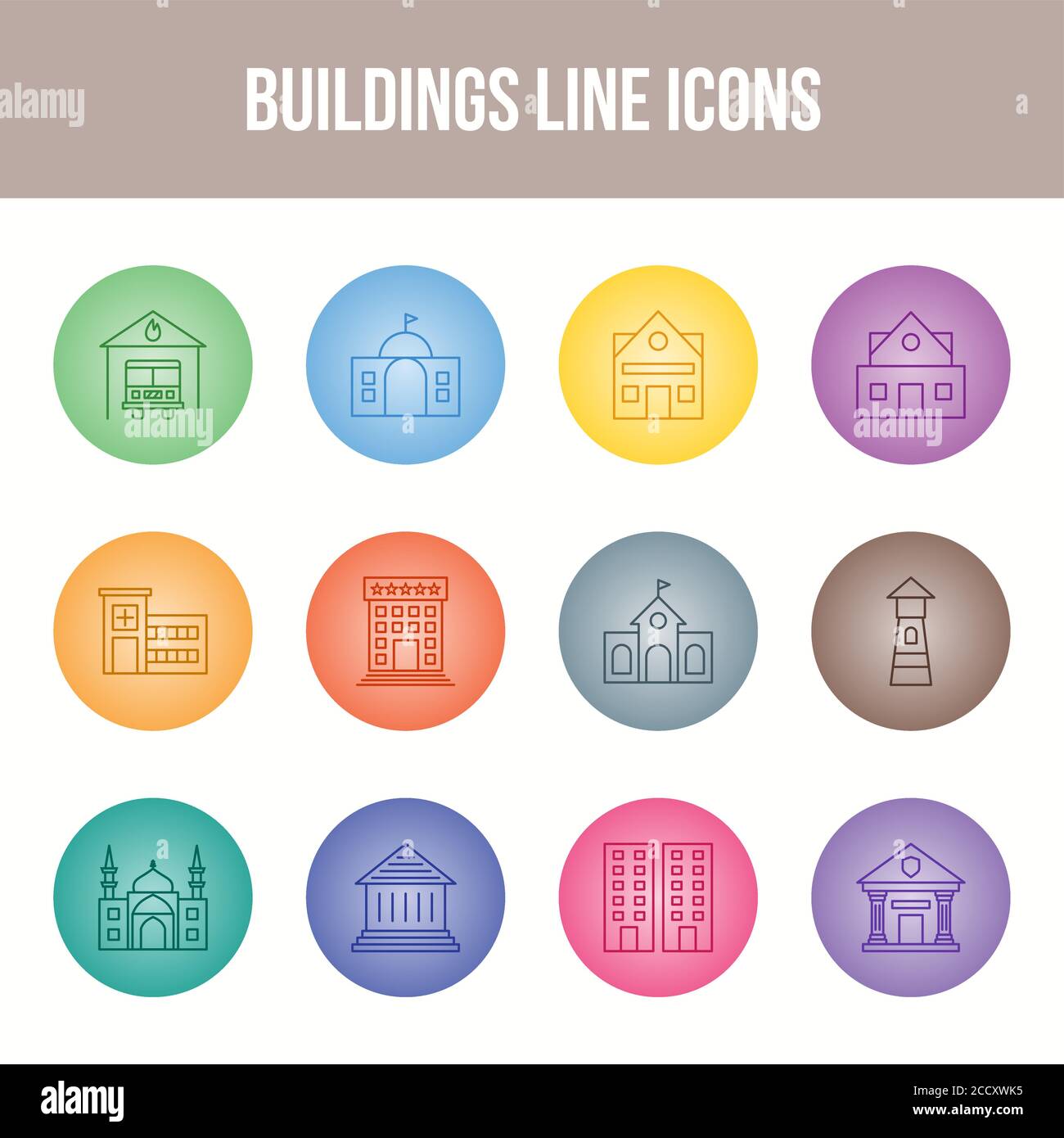 Unique Buildings Line icon set Stock Vector Image & Art - Alamy