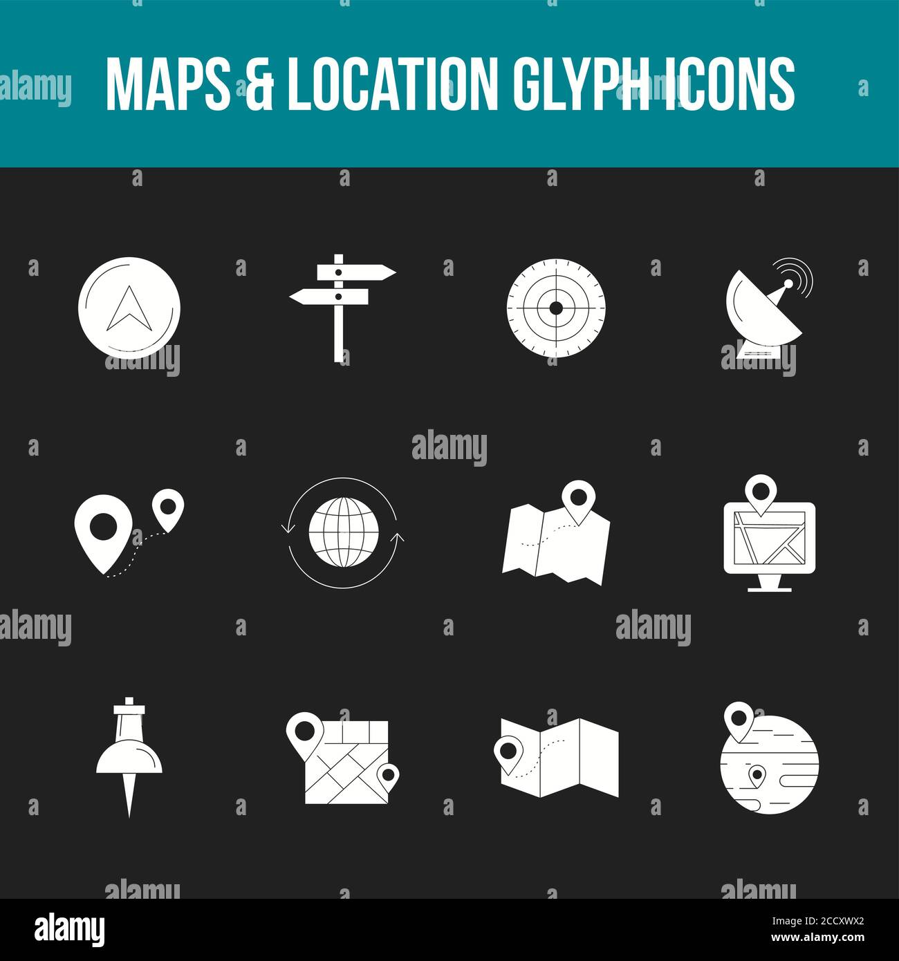 Unique Maps & location Glyph icon set Stock Vector Image & Art - Alamy