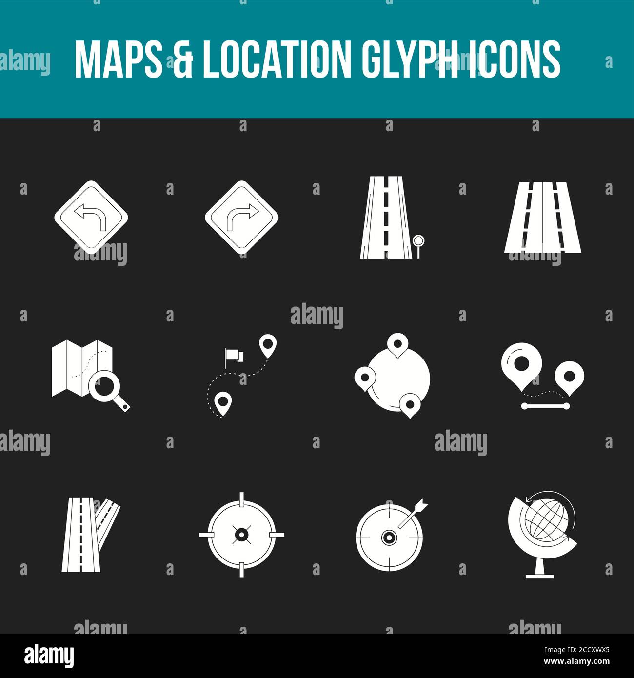 Unique Maps & location Glyph icon set Stock Vector Image & Art - Alamy