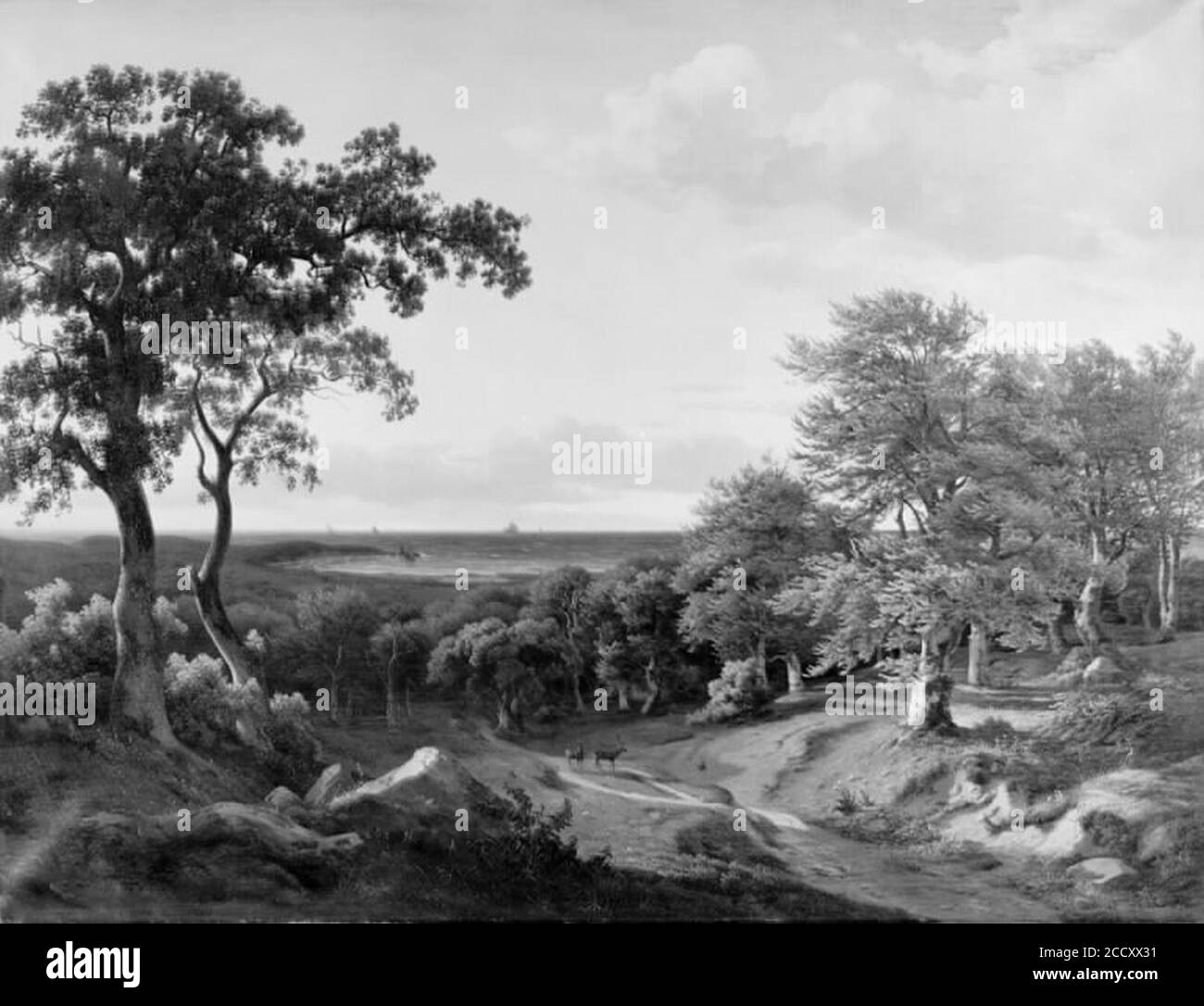 Johann Mohr - Udsigt over havet ved den holstenske kyst nær Kiel Stock ...