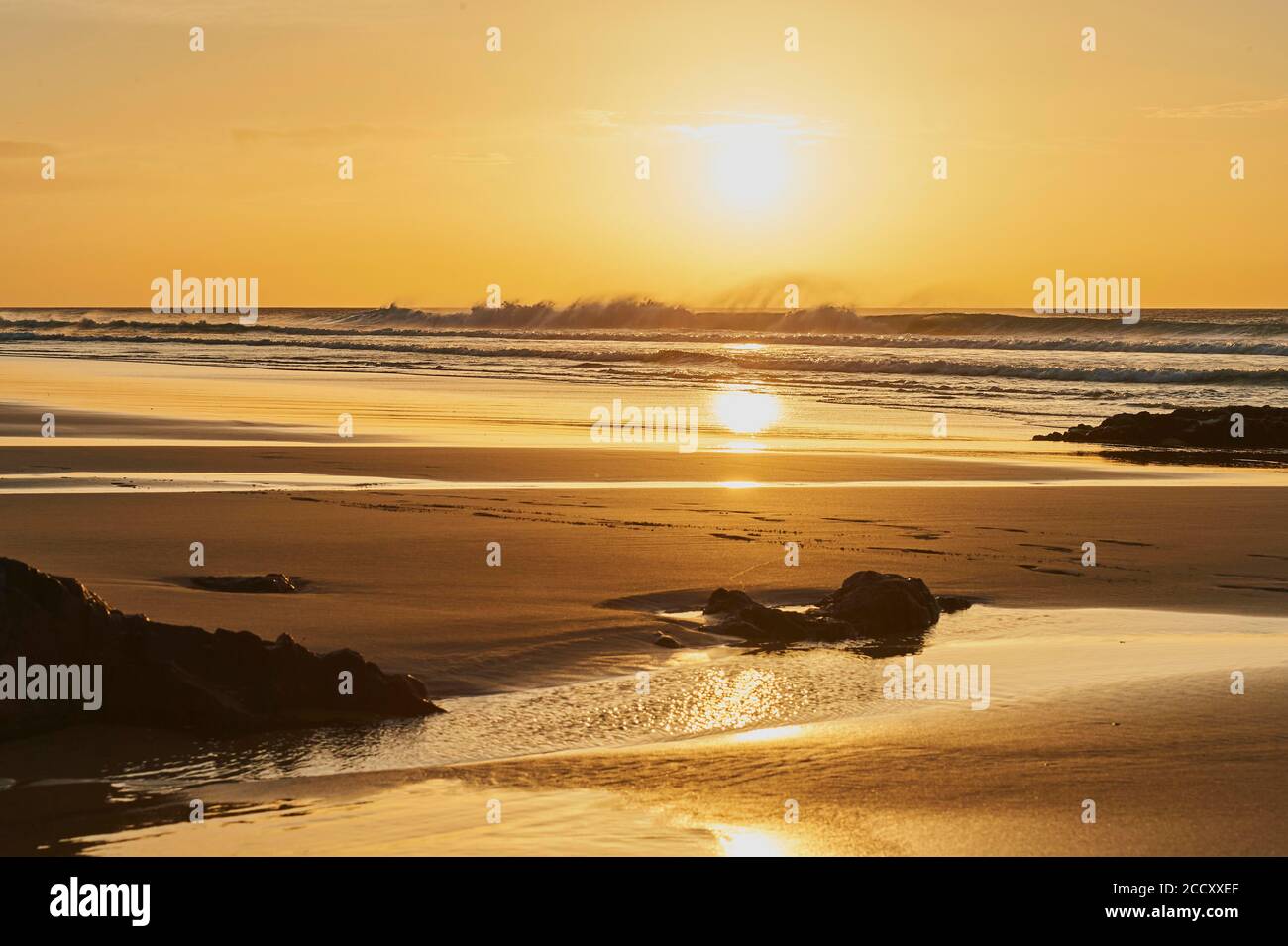Beach of Playa del Castillo at sunset, Playa del Aljibe de la Cueva ...