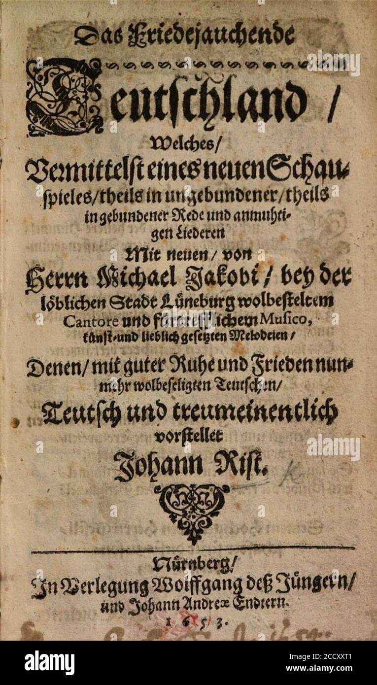 Johann Rist - Das Friedejauchende Teutschland (1653 Stock Photo - Alamy