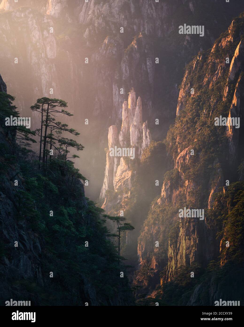 Iconic rock formation of Yellow mountains. Xihai grand canyon ...