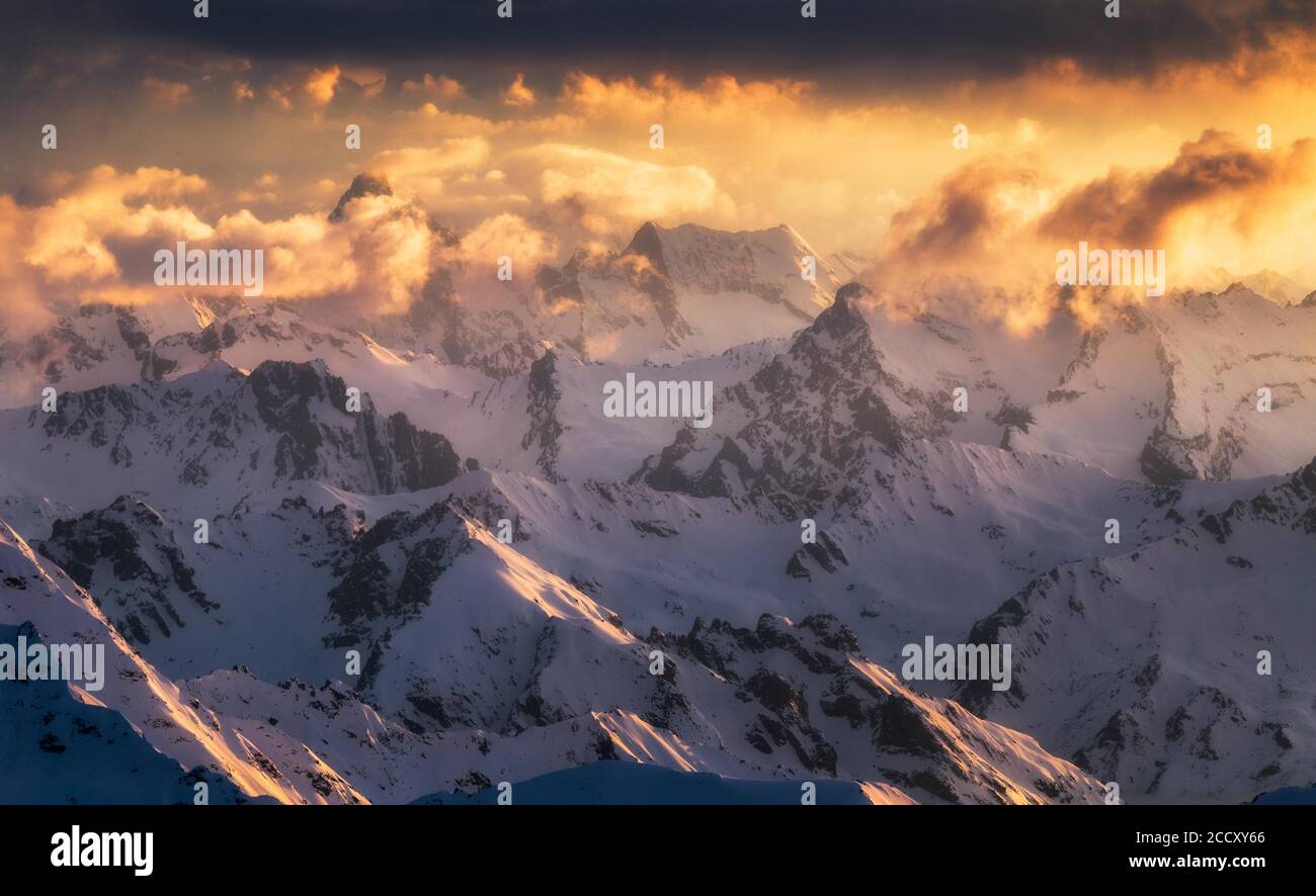 Majestc Caucasus mountains looking from mt.Elbrus. Caucasus mountains ...