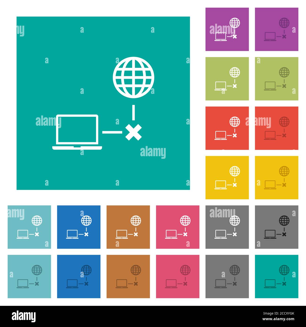 Offline laptop multi colored flat icons on plain square backgrounds ...