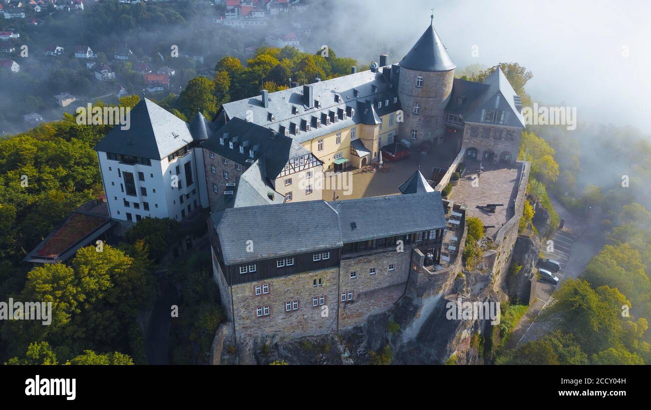 Bird's eye view, Waldeck Castle, Waldeck, Hesse, Germany Stock Photo ...