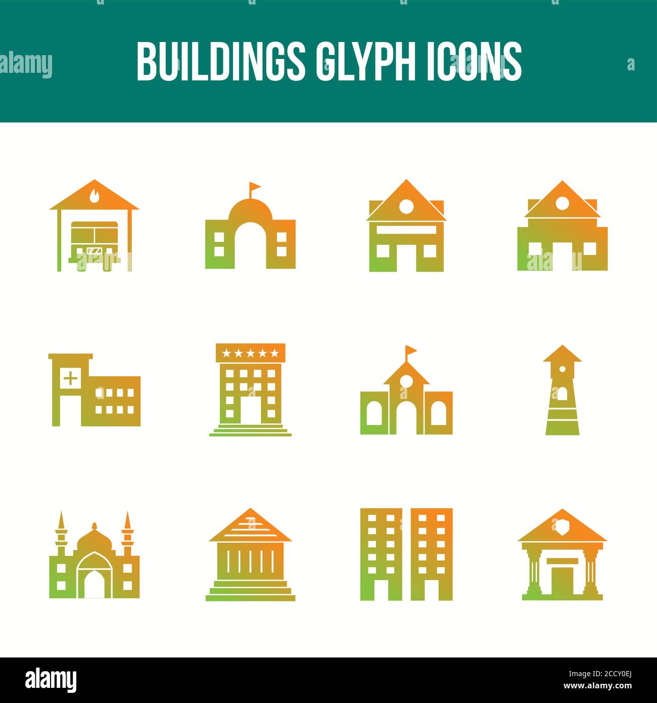 Unique Buildings Glyph icon set Stock Vector Image & Art - Alamy