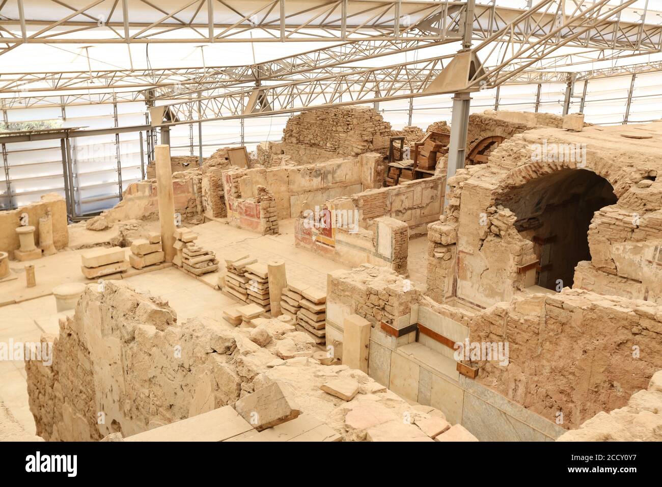 Terrace Houses in Ephesus Ancient City, Izmir City, Turkey Stock Photo ...