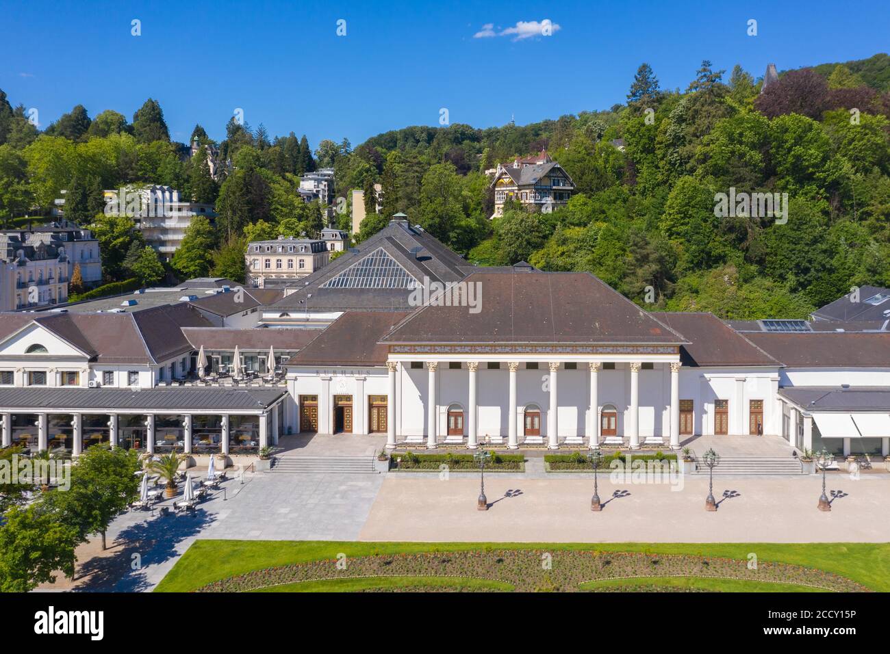 Drone shot, spa hotel and casino, Baden-Baden, Baden-Wuerttemberg ...