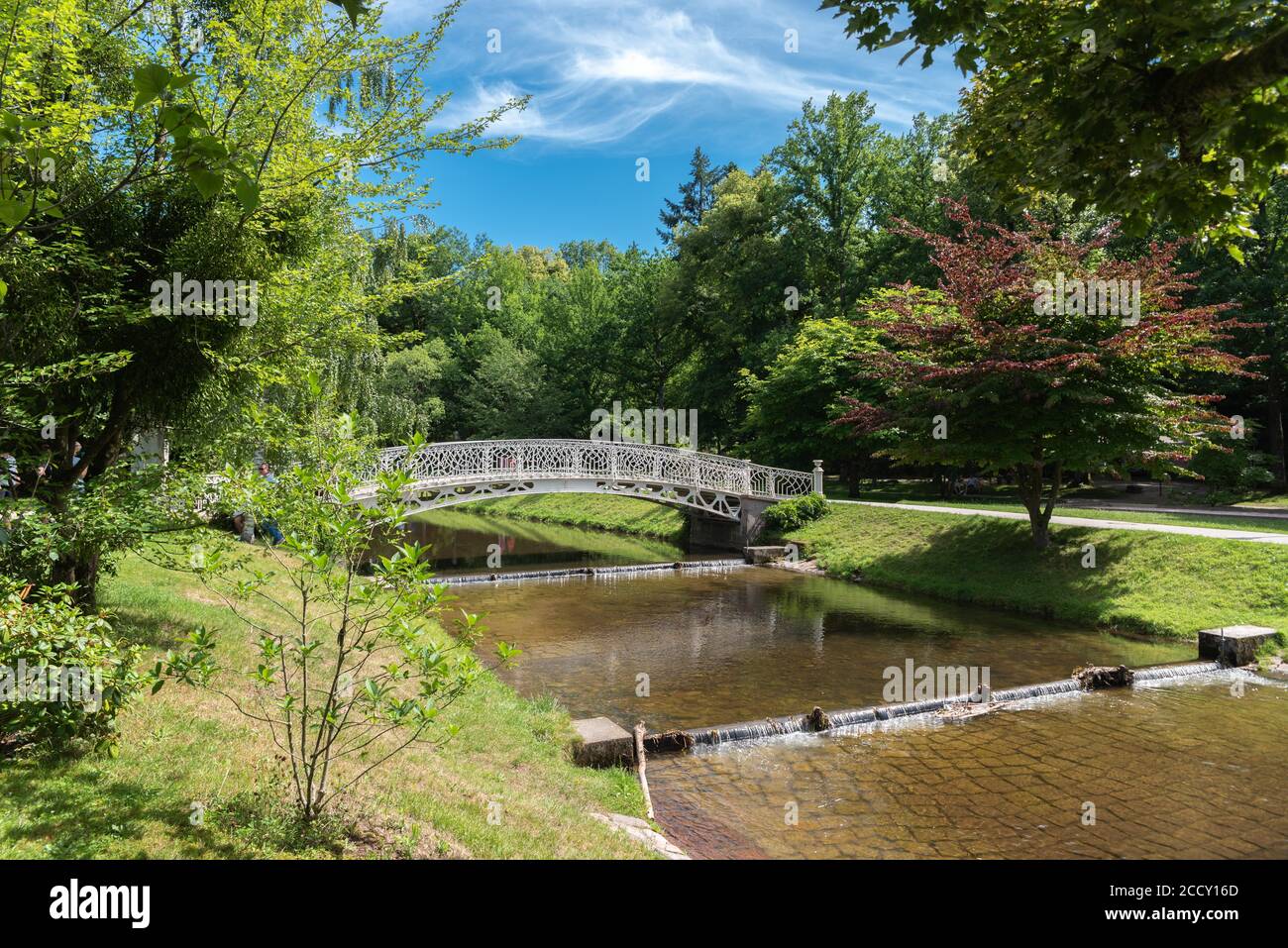 Pedestrian bridge over the river Oos along Lichtentaler Allee, Baden ...