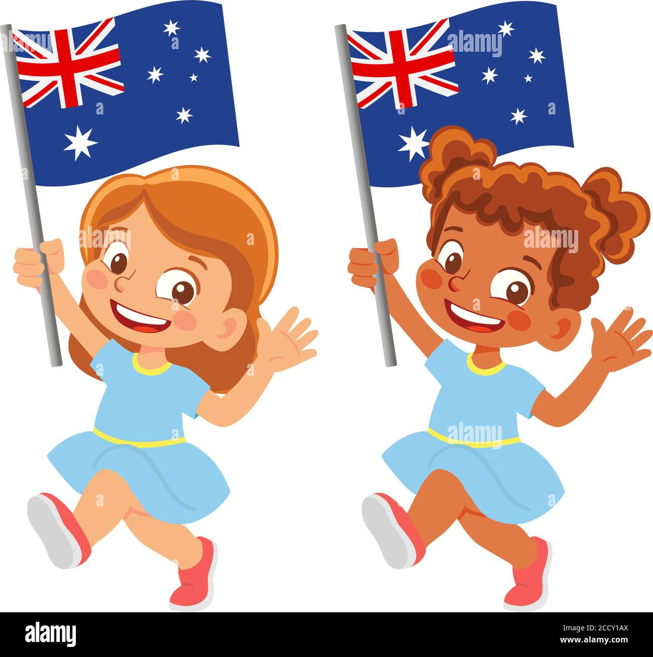 Australia flag in hand. Children holding flag. National flag of ...