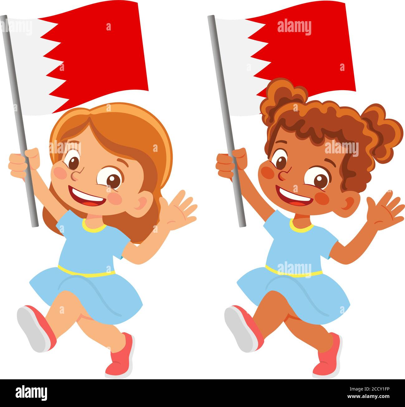 Bahrain flag in hand. Children holding flag. National flag of Bahrain ...