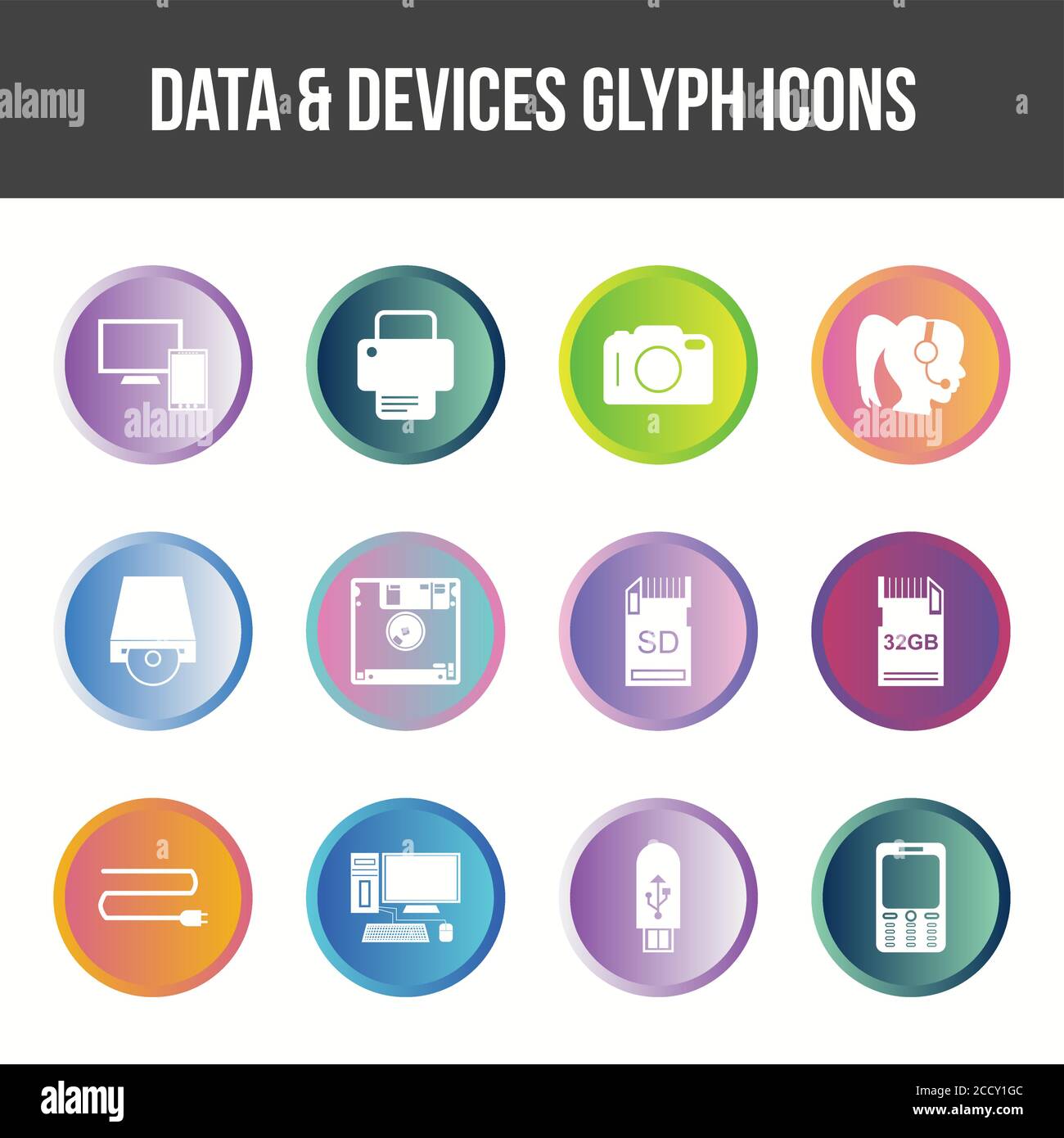 Unique Data & Devices Glyph icon set Stock Vector Image & Art - Alamy