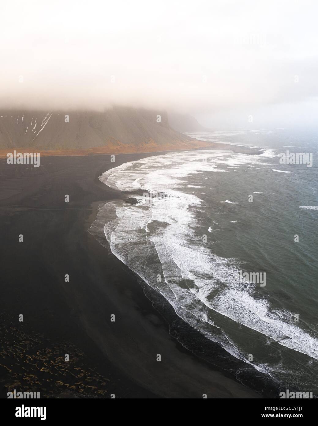 Aerial black sand beach stokksnes hi-res stock photography and images ...