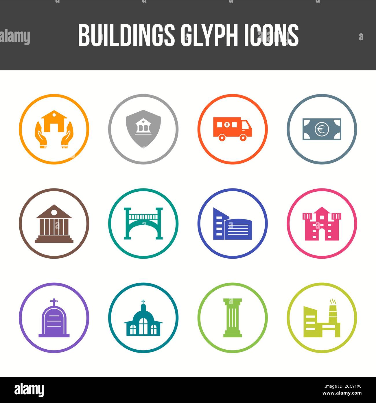 Unique Buildings Glyph icon set Stock Vector Image & Art - Alamy