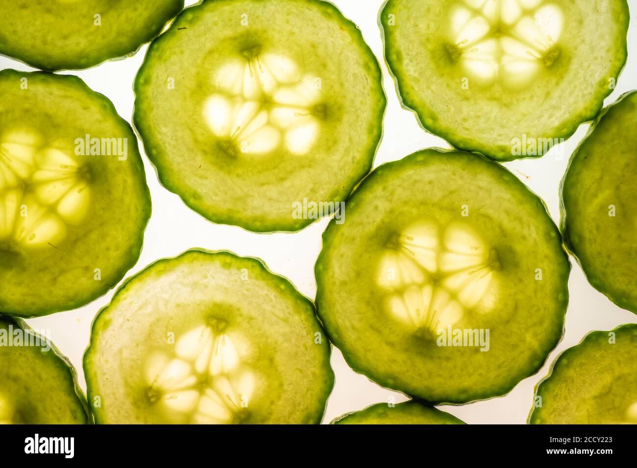 Cucumber in slices, vegetables, white background, food photography ...