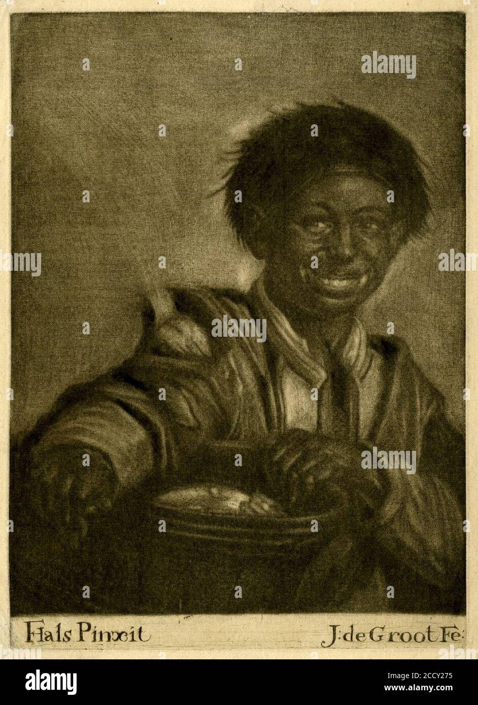 Johannes de Groot after Frans Hals - mezzotint of a Fisherboy Stock Photo - Alamy