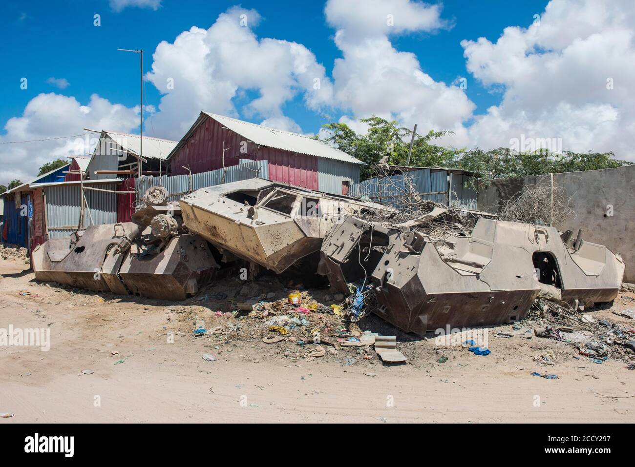 Destroyed tanks in the streets of Mogadishu, Somalia Stock Photo - Alamy