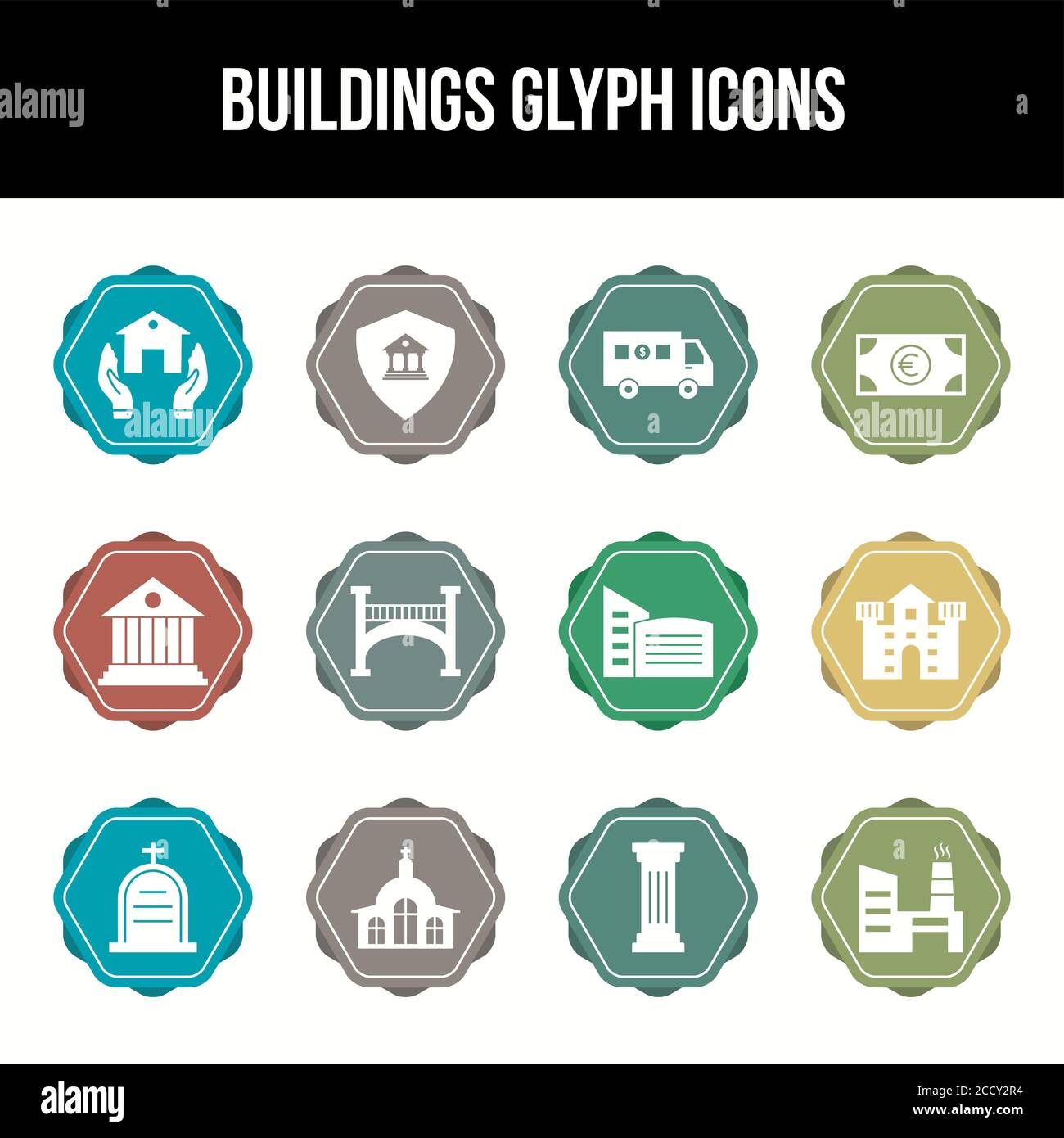 Unique Buildings Glyph icon set Stock Vector Image & Art - Alamy