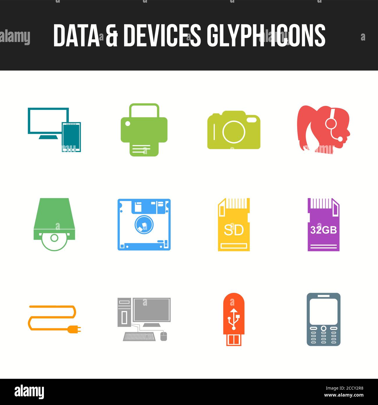 Unique Data & Devices Glyph icon set Stock Vector Image & Art - Alamy