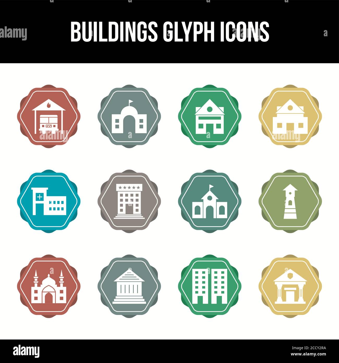Unique Buildings Glyph icon set Stock Vector Image & Art - Alamy