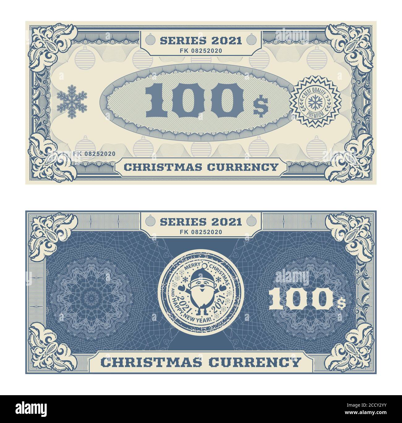 Christmas money banknotes with Santa Claus. Fake money illustration ...