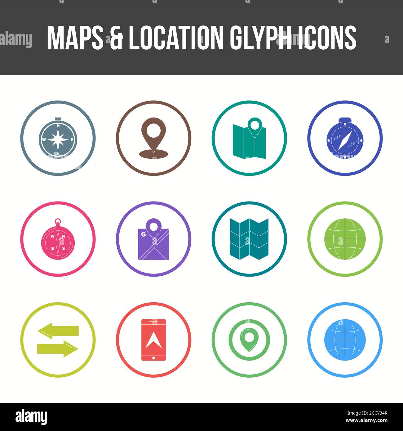 Unique Maps & location Glyph icon set Stock Vector Image & Art - Alamy