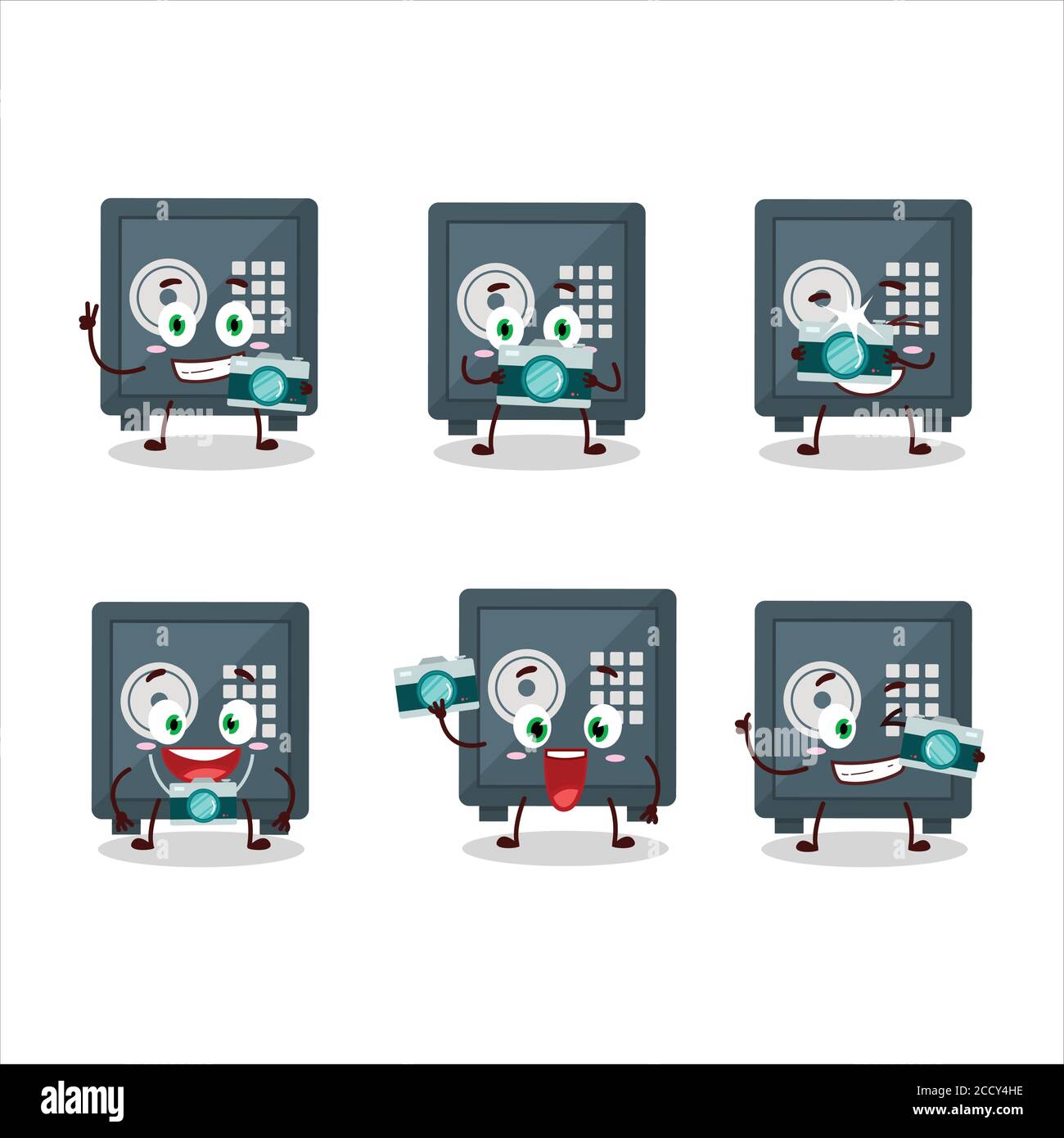 Photographer profession emoticon with safe deposit box cartoon ...