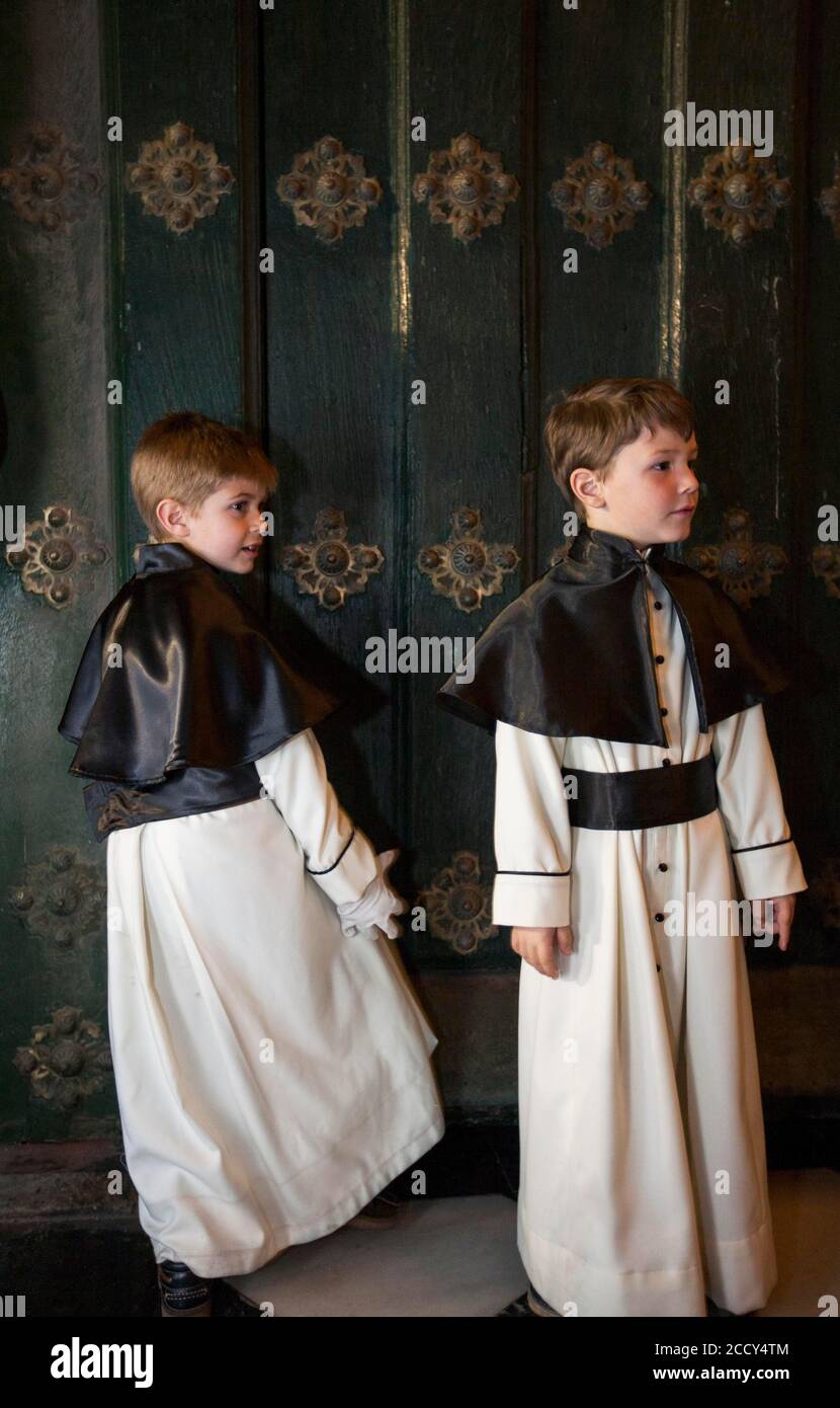 Two altar boys during a break hi-res stock photography and images - Alamy