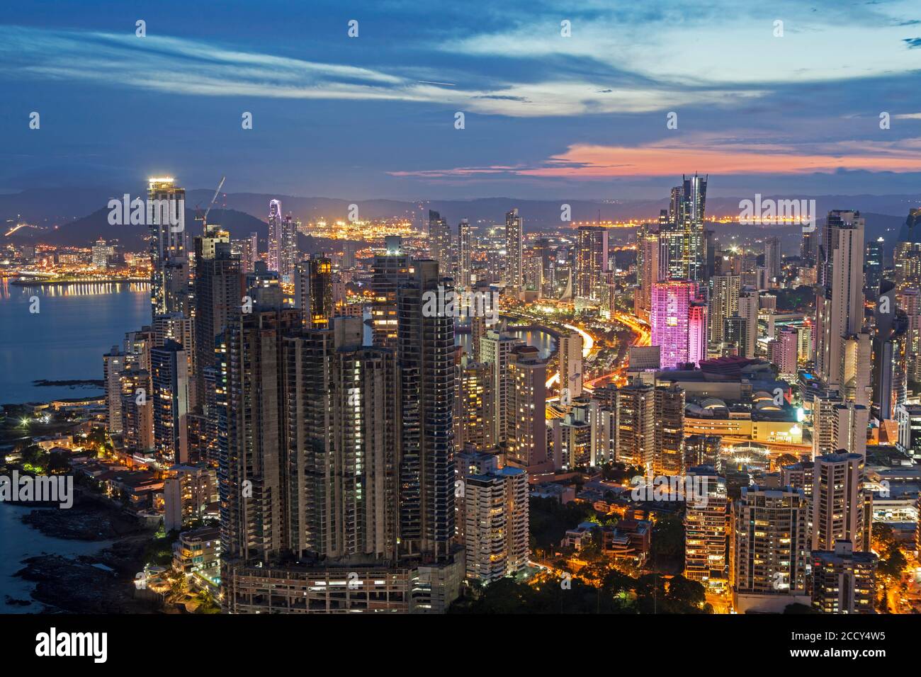 City view with dusk, Panama City, Panama Stock Photo - Alamy