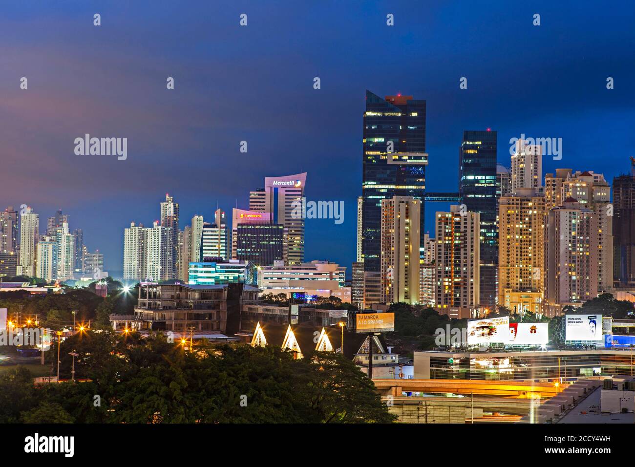 District of Marbella by night, Panama City, Panama Stock Photo - Alamy