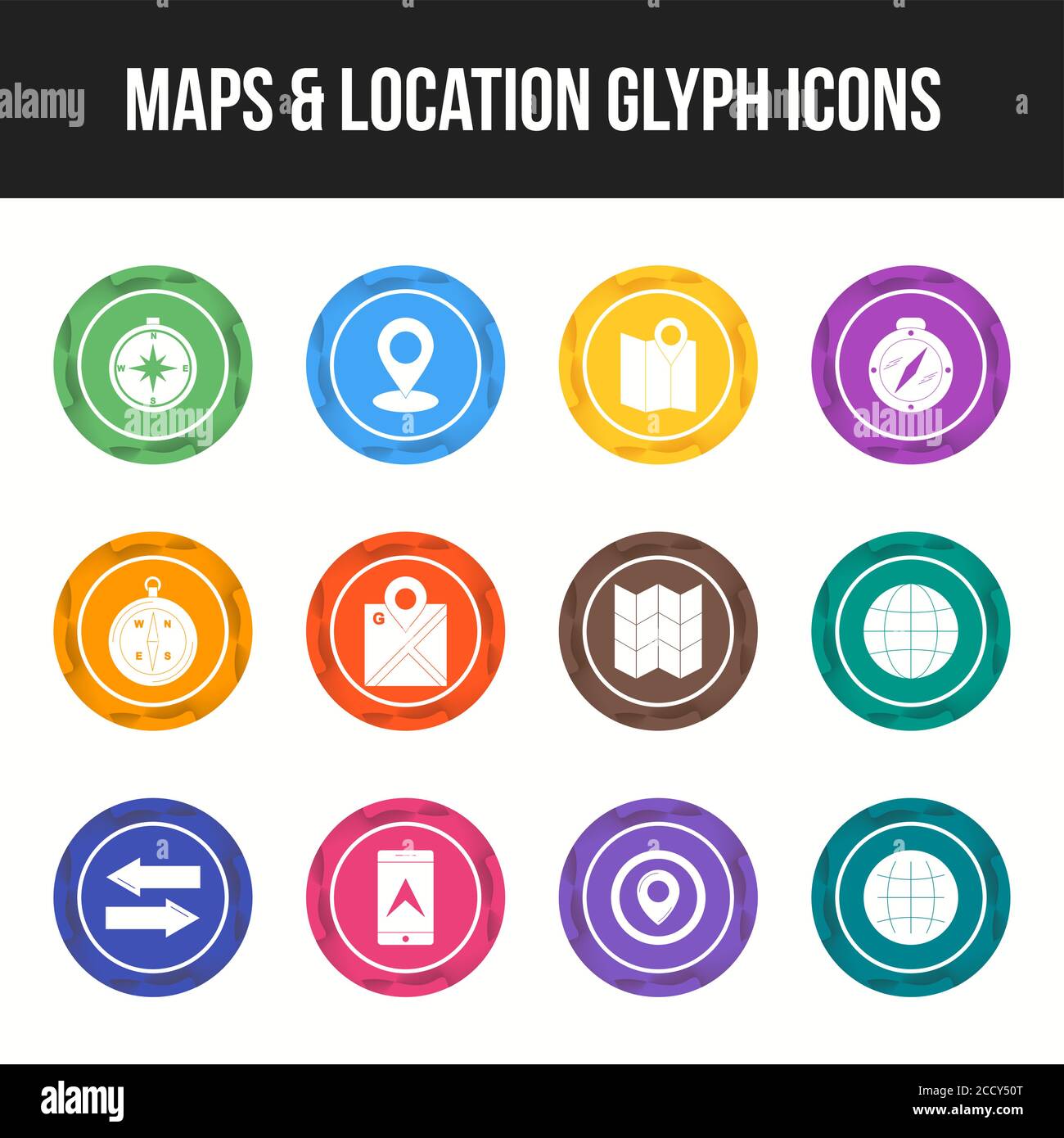 Unique Maps & location Glyph icon set Stock Vector Image & Art - Alamy