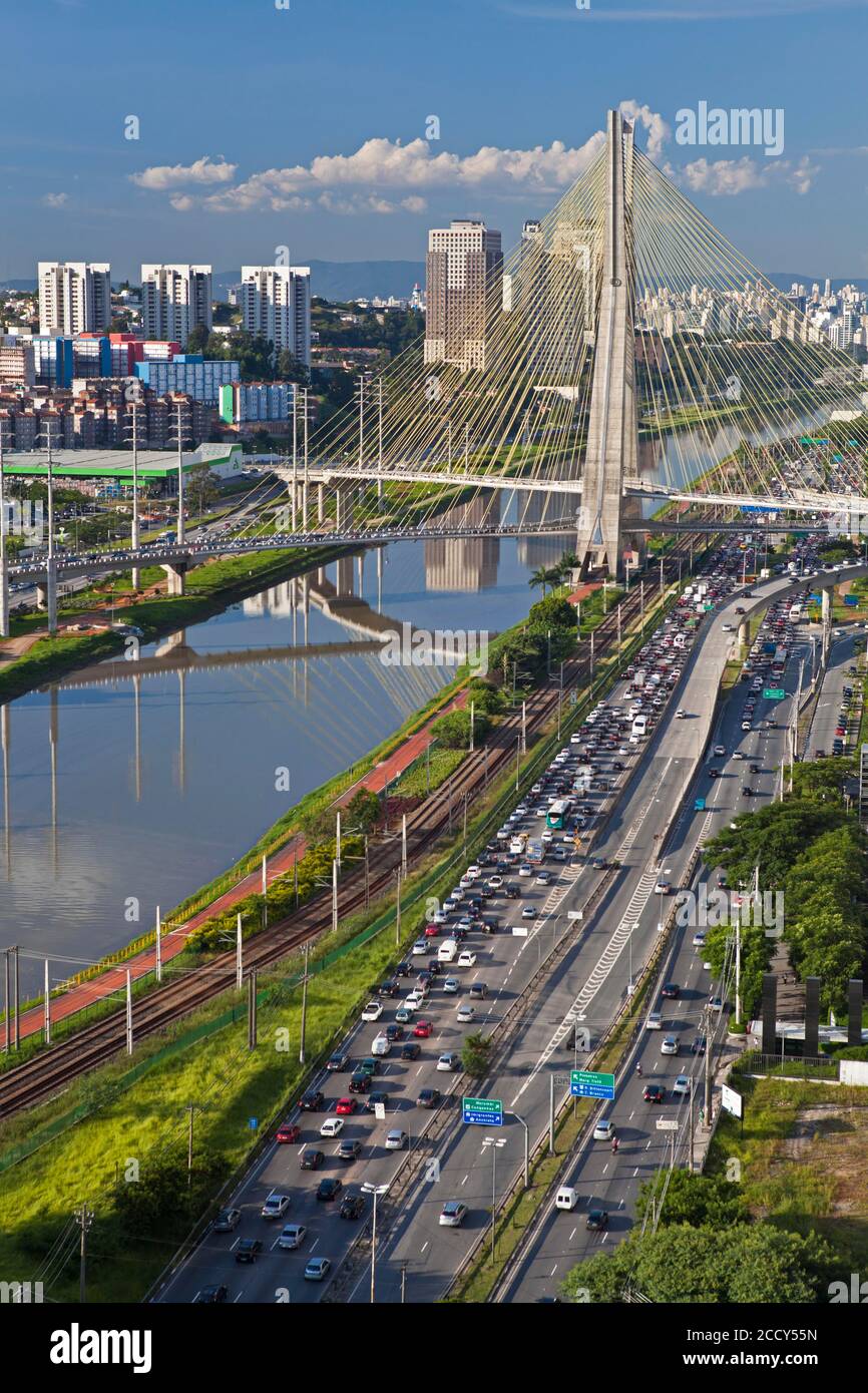 Octavio Frias de Oliveira Bridge over the Pinheiros river in Morumbi ...