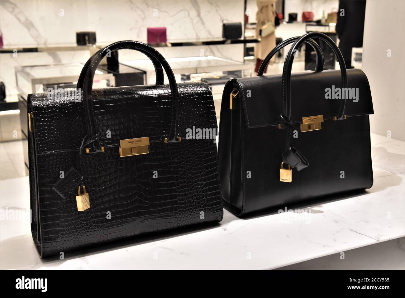 BAGS ON DISPLAY AT SAINT LAURENT BOUTIQUE IN CONDOTTI STREET Stock ...