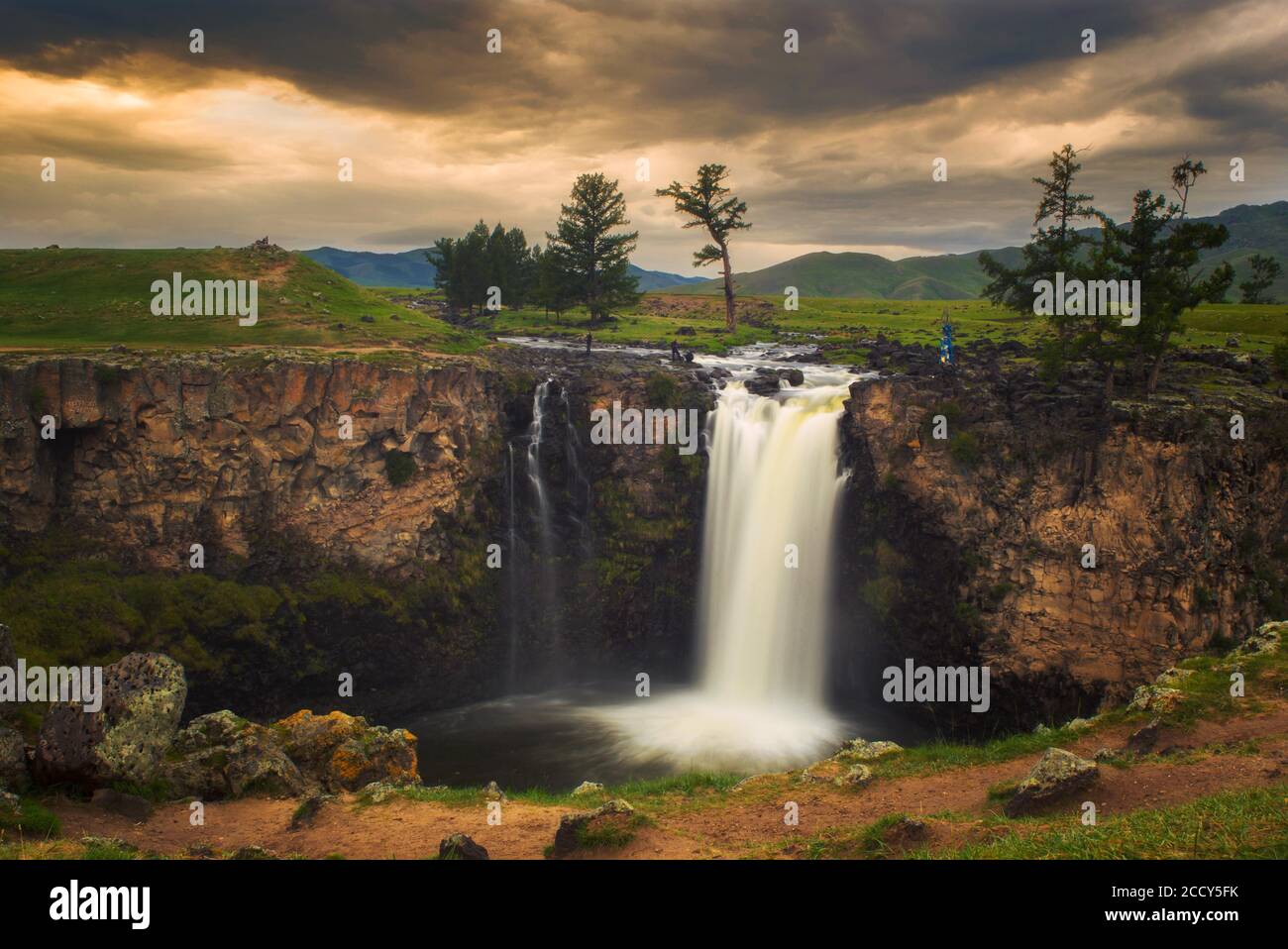 Orkhon waterfall. One of the biggest waterfalls of Mongolia ...