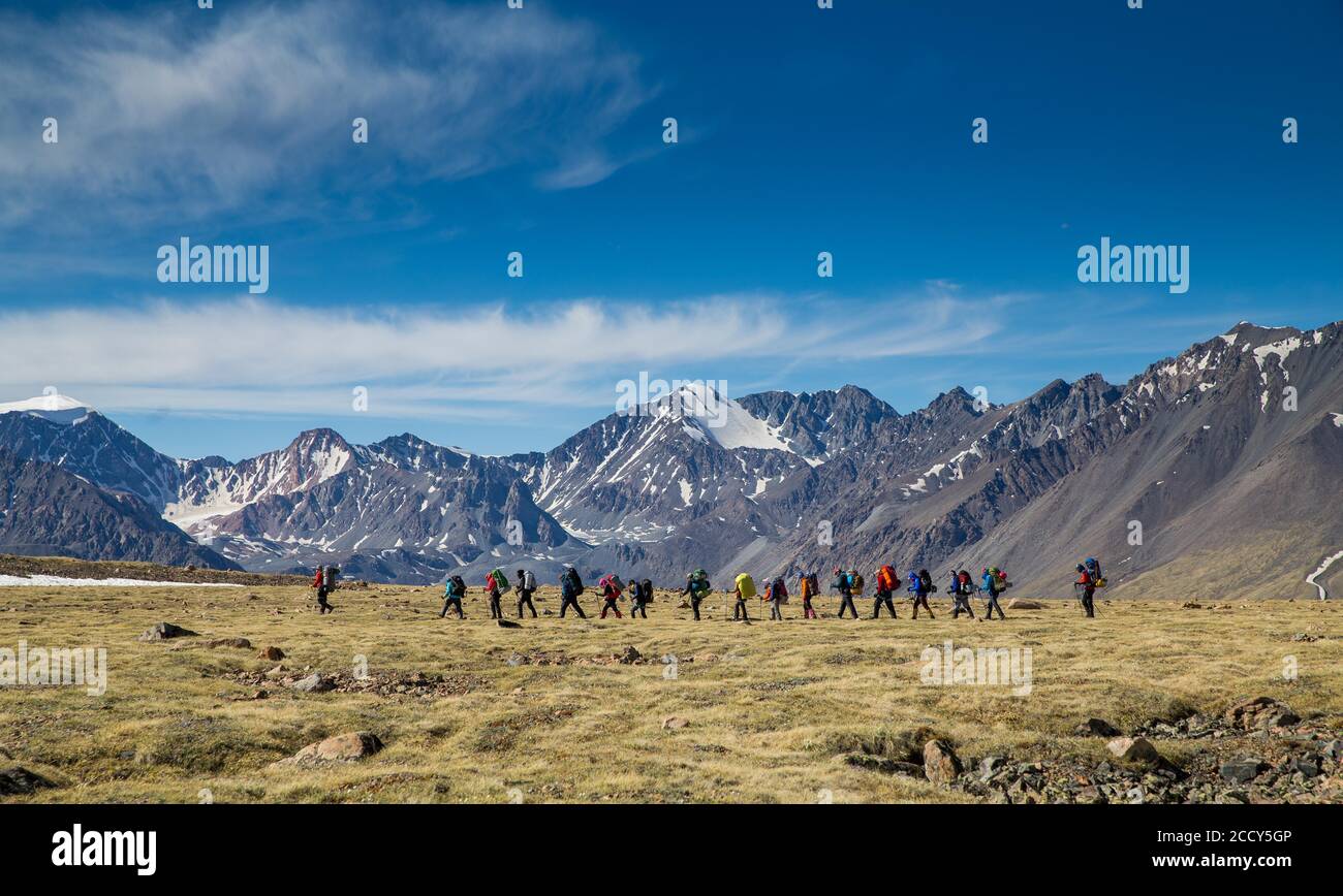 Trekking in Kharkhiraa mountains. Uvs province, Mongolia Stock Photo ...