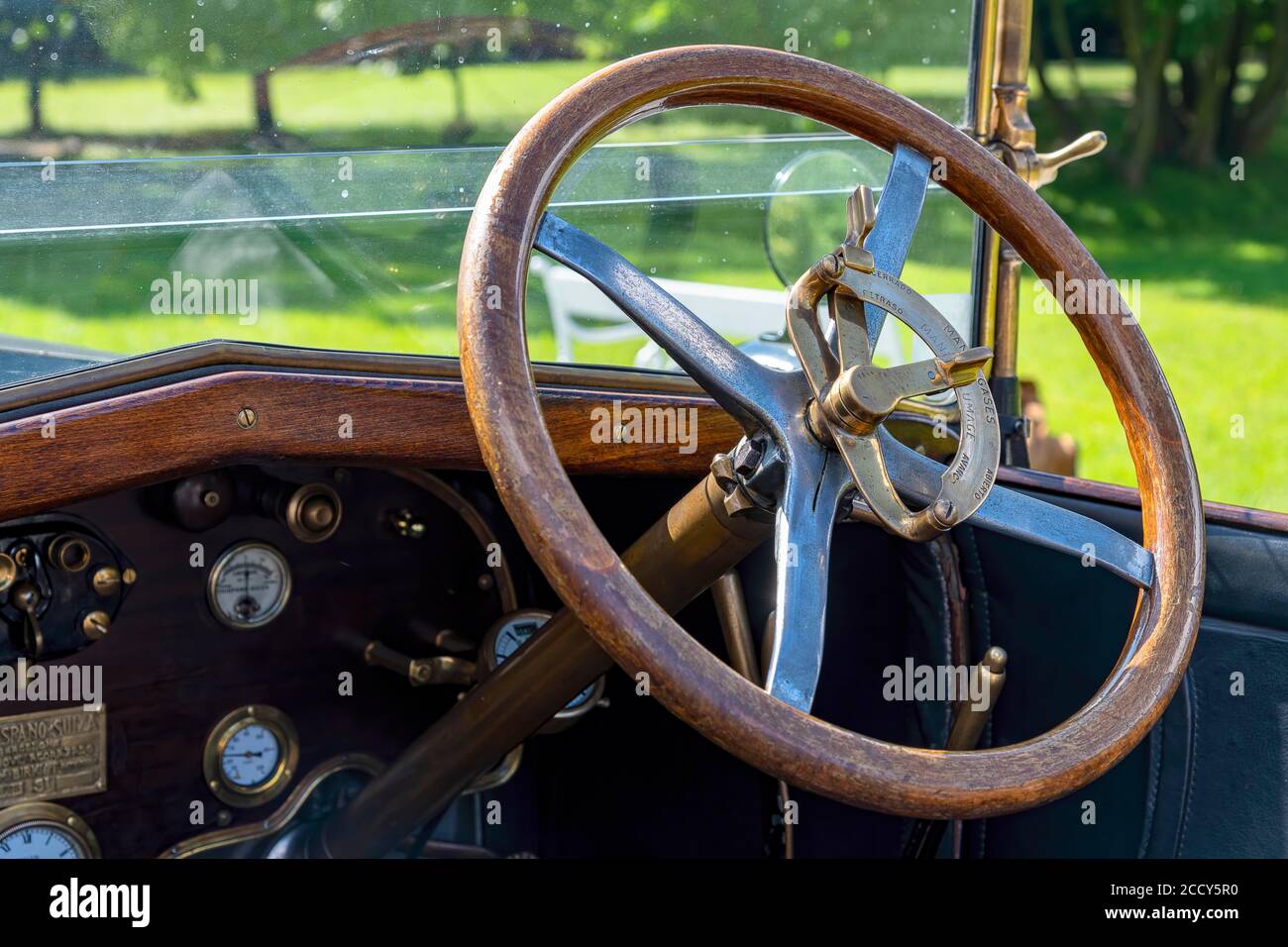 Oldtimer Hispano-Suiza T16, built 1917, steering wheel, Austria Stock ...