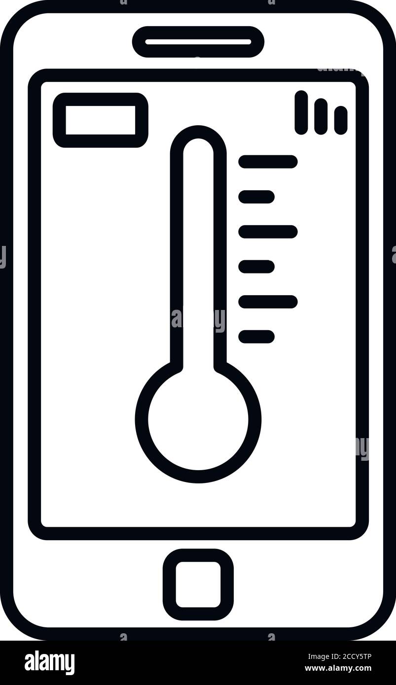 Smartphone temperature control icon. Outline smartphone temperature ...